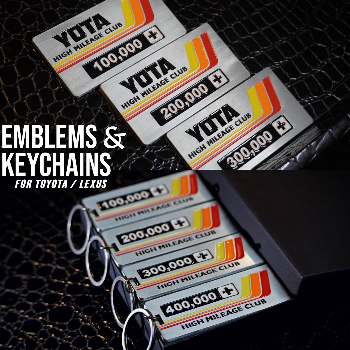 High Mileage Club Badges & Keychains for Toyota, Lexus Vintage Stripes ...